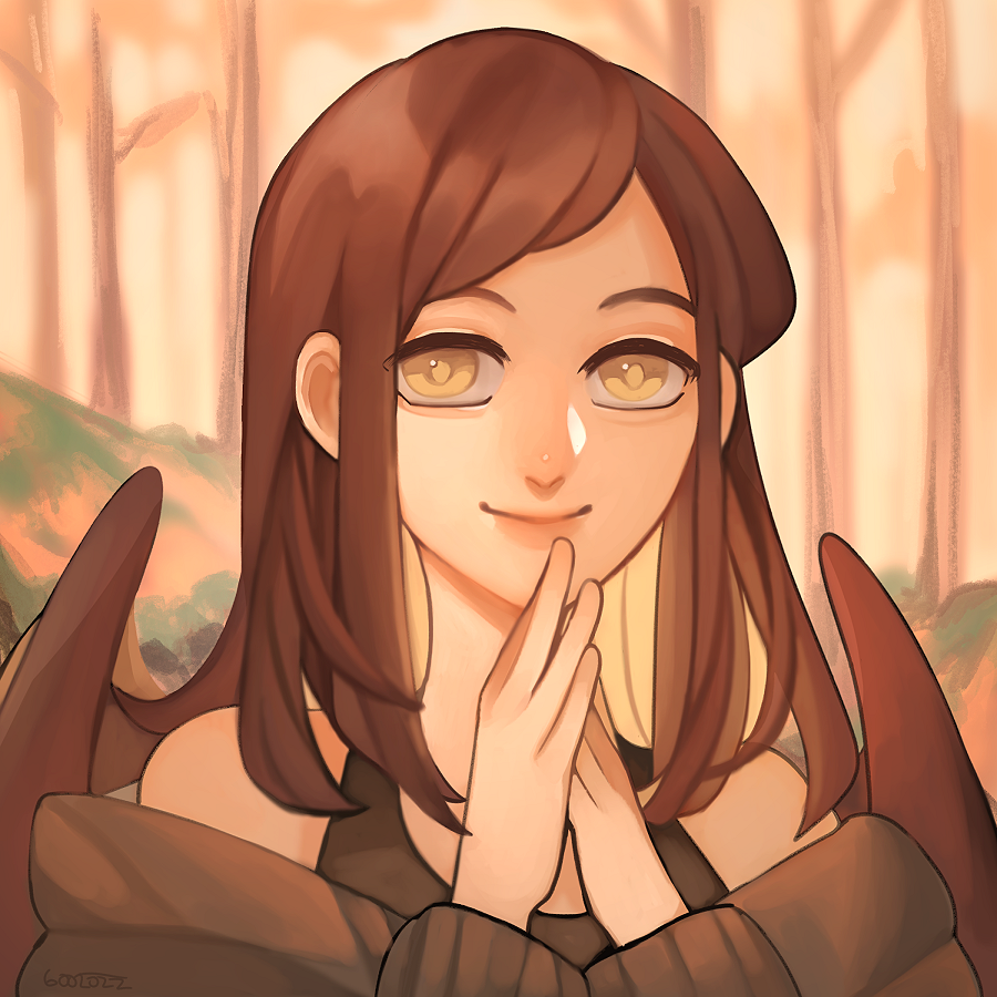 1girl Brown Hair Solo Smile Wings Looking At Viewer Off Shoulder Illustration Images