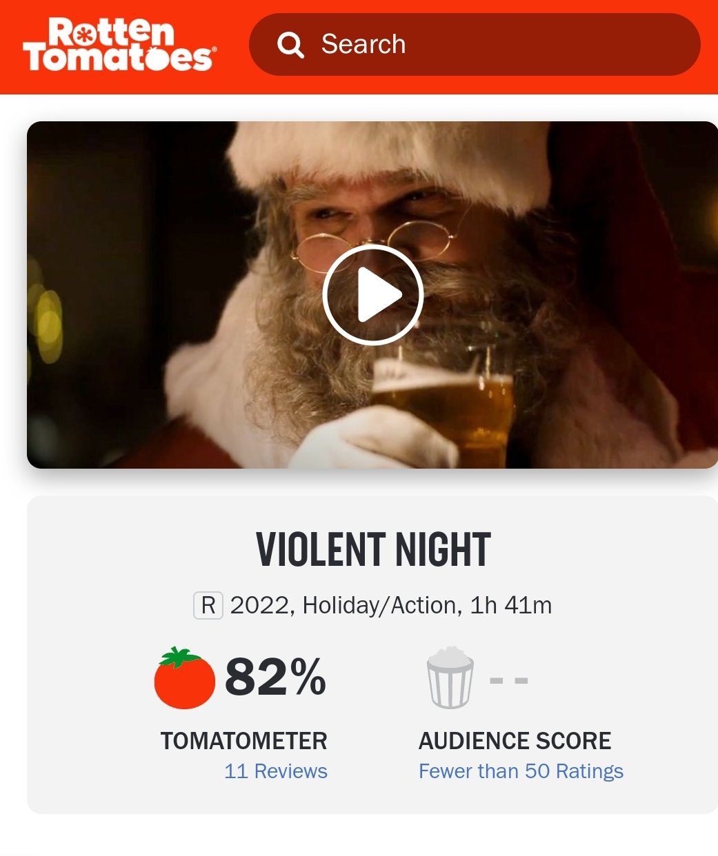 DiscussingFilm on Twitter: "'VIOLENT NIGHT' debuts on Rotten Tomatoes at 82% with 11 reviews ...