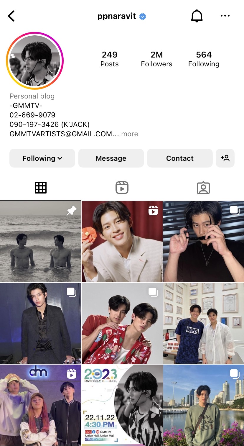 GMMTV on Twitter: "🎉Congrats! IG: @ppnaravit for 2M! followers 👏🏻 #2MillionLoveOfPond #GMMTV ...