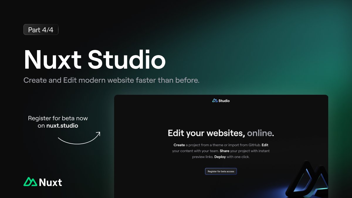 Nuxt on Twitter: "We are also working on an online editing experience with Nuxt Studio ...