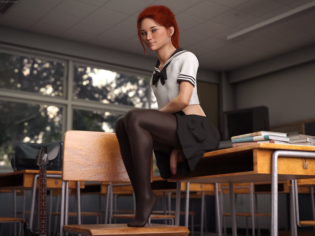 SkyKliker on Twitter: "Seifuku🎒 #femboy #trap #3dcg #3d #render #otokonoko #redhead #ginger"