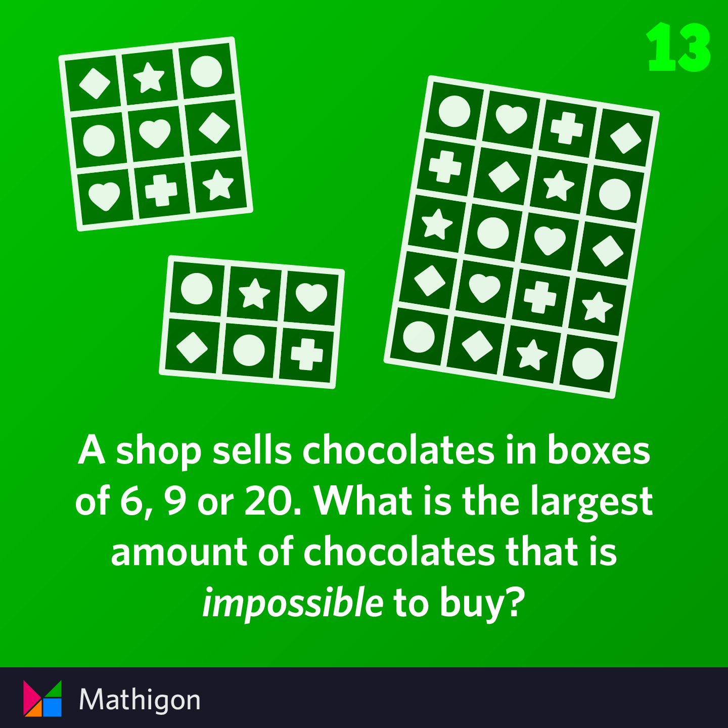 Mathigon on Twitter: "DAY 13: A shop sells chocolates in boxes of 6, 9 ...