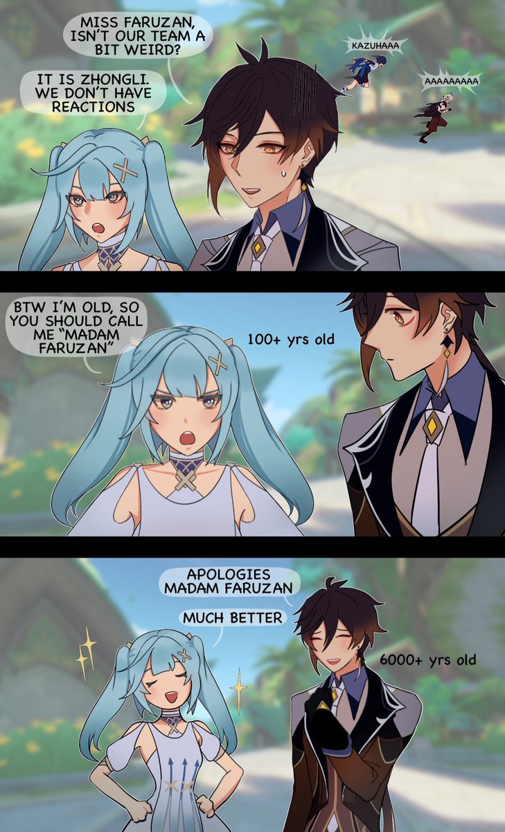 Genshin Memes on Twitter: "RT @grewmlin: #Faruzan #zhongli interaction"