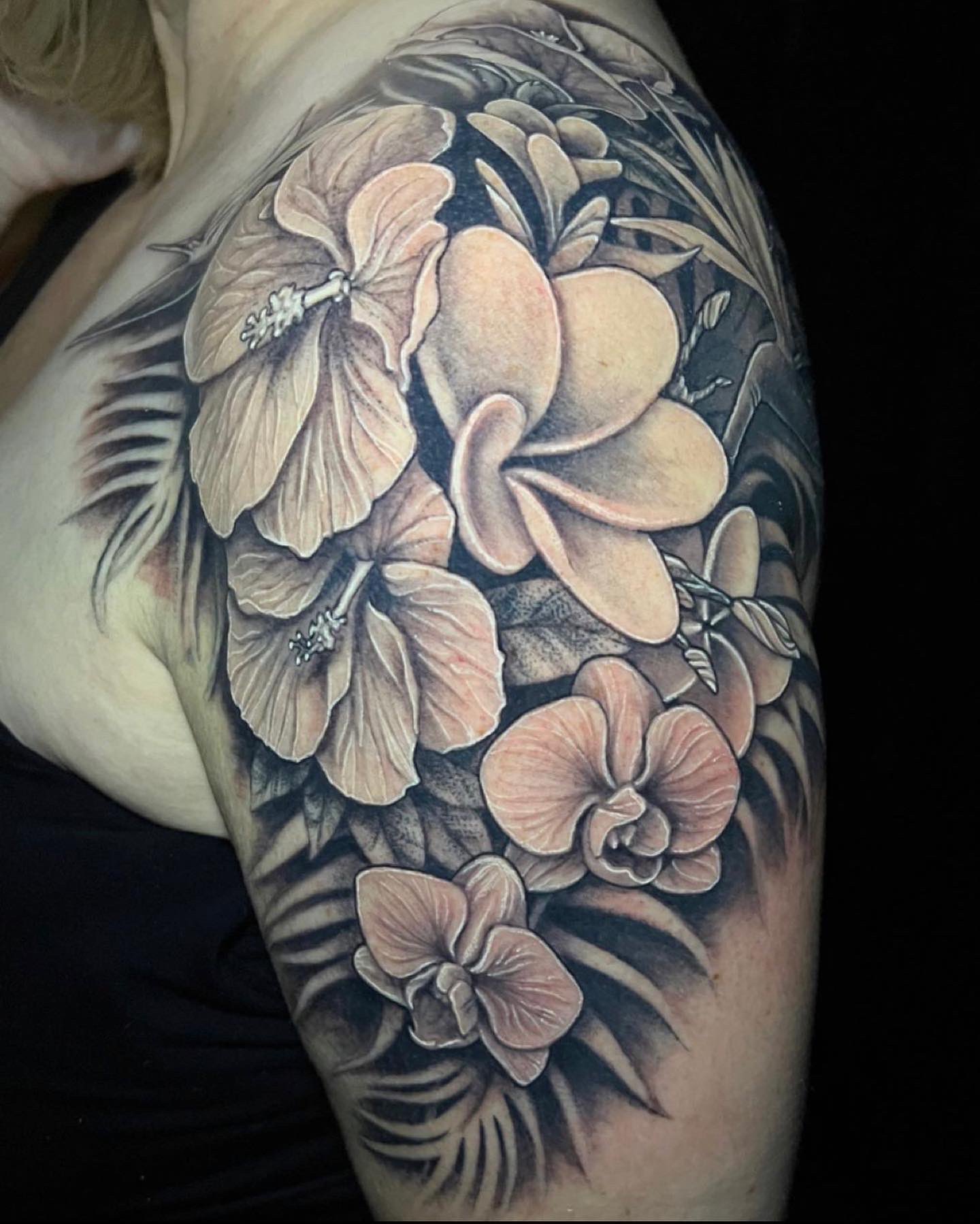 Tropical Flower Tattoo Sleeve