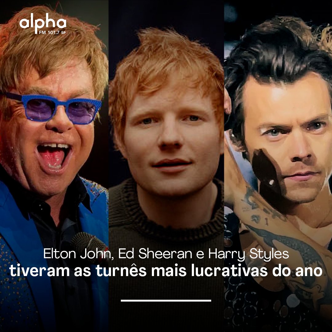 Alpha FM on Twitter: "Elton John, Ed Sheeran e Harry Styles tiveram as turnês mais lucrativas do ...