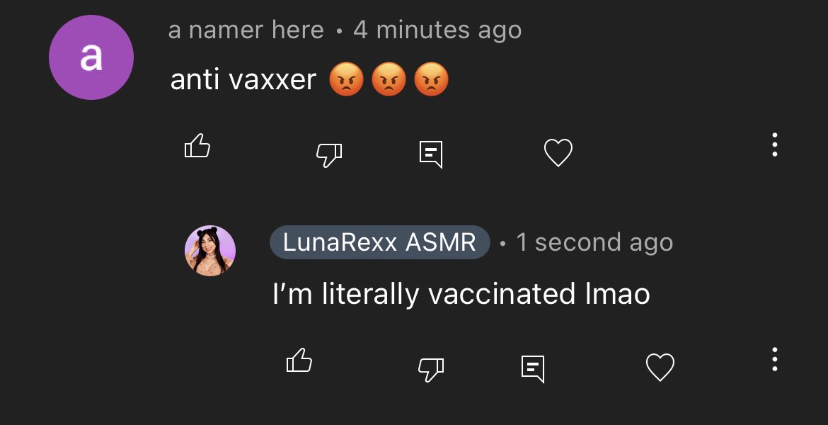 Luna Rexx 🎃🌙💫 🍌 on Twitter: "this person keeps leaving comments trying to call me an anti vaxxer ...