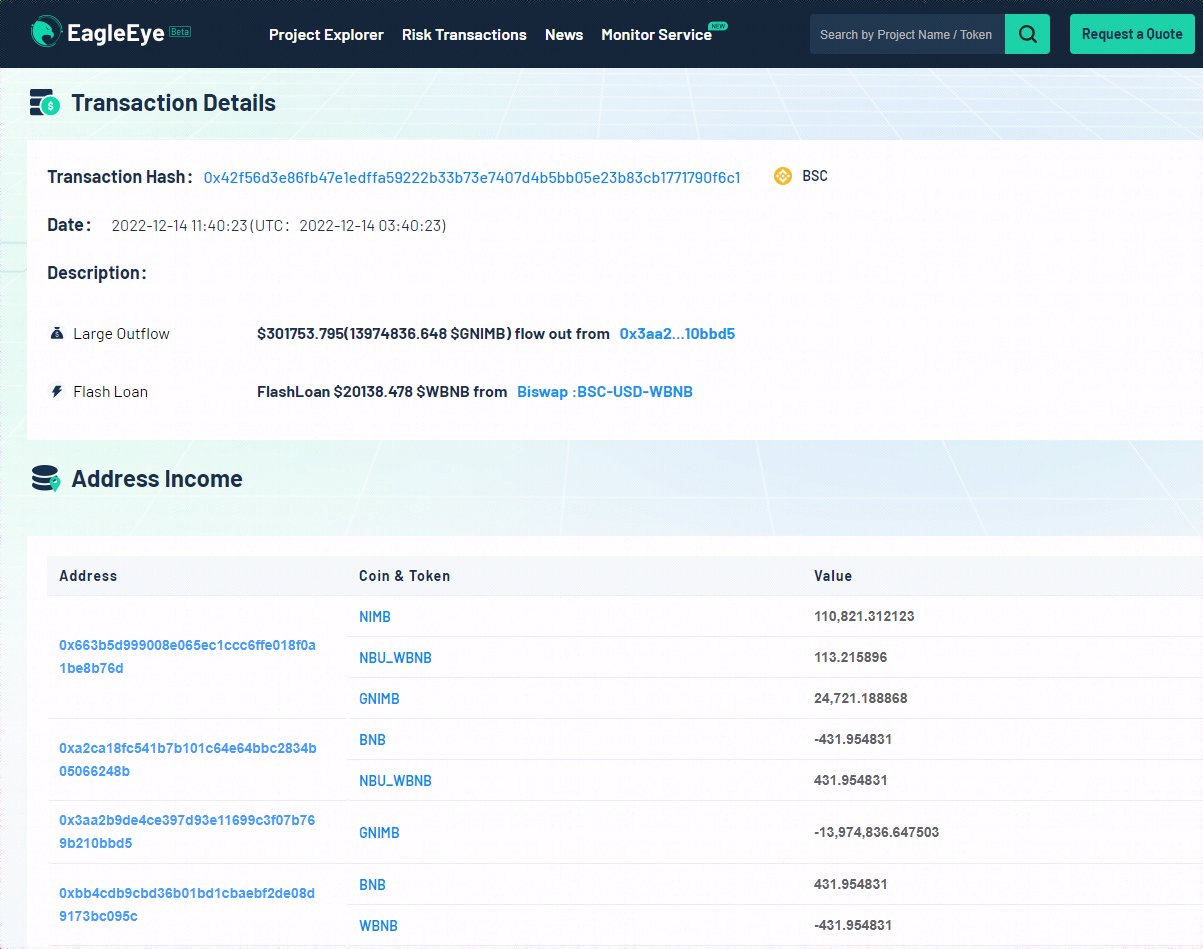 Beosin Alert on Twitter: "Beosin EagleEye monitored an exploit on @nmbplatform. tx ...