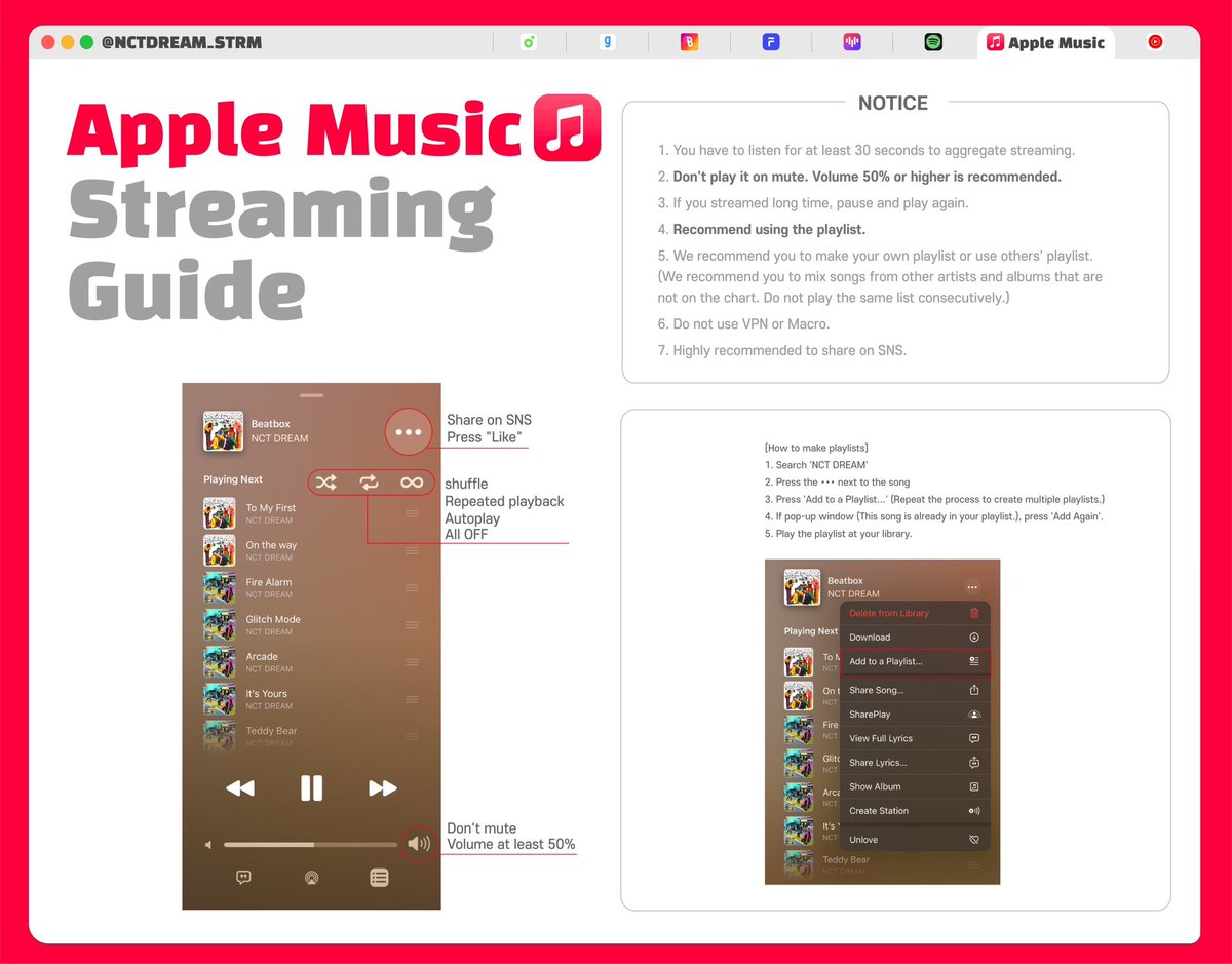 NCT DREAM 스트리밍 on Twitter: "📢애플 뮤직 스트리밍 가이드 (2022.12 ver.) 아래 가이드를 참고하여 스트리밍 해주세요. 📢Apple Music ...