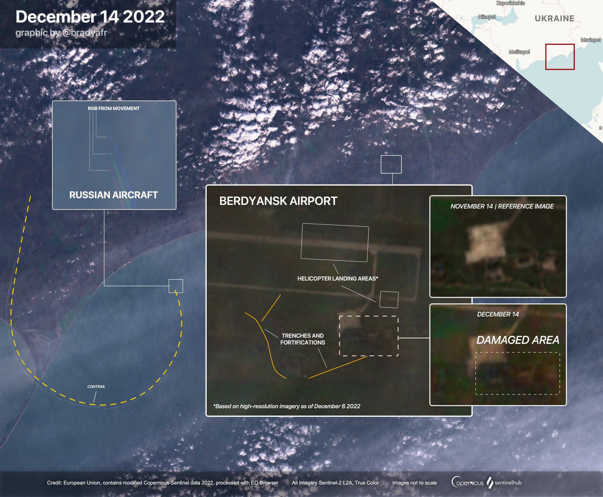 Brady Africk on Twitter: "Damage to Russian-occupied Berdyansk Airport is visible in low ...
