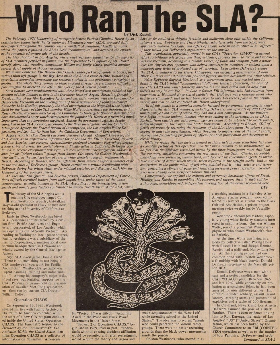 Interesting SLA adjacent story: Yippie Paul Krassner received a death ...