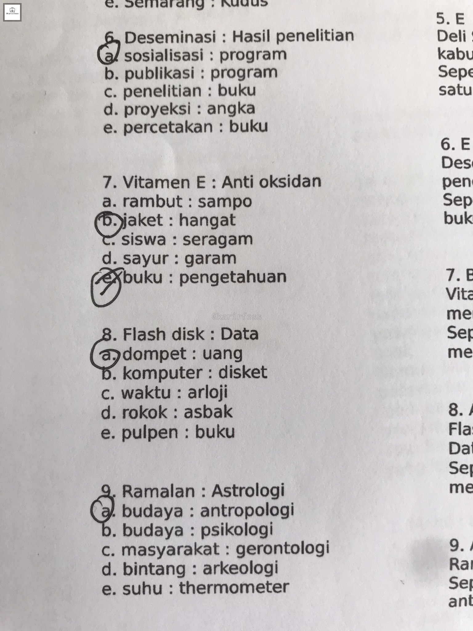 Baca Rules di Bio ‼ on Twitter: "kr! guys boleh bantu cek no 6-9 ga? soalnya d kunci jawaban ...