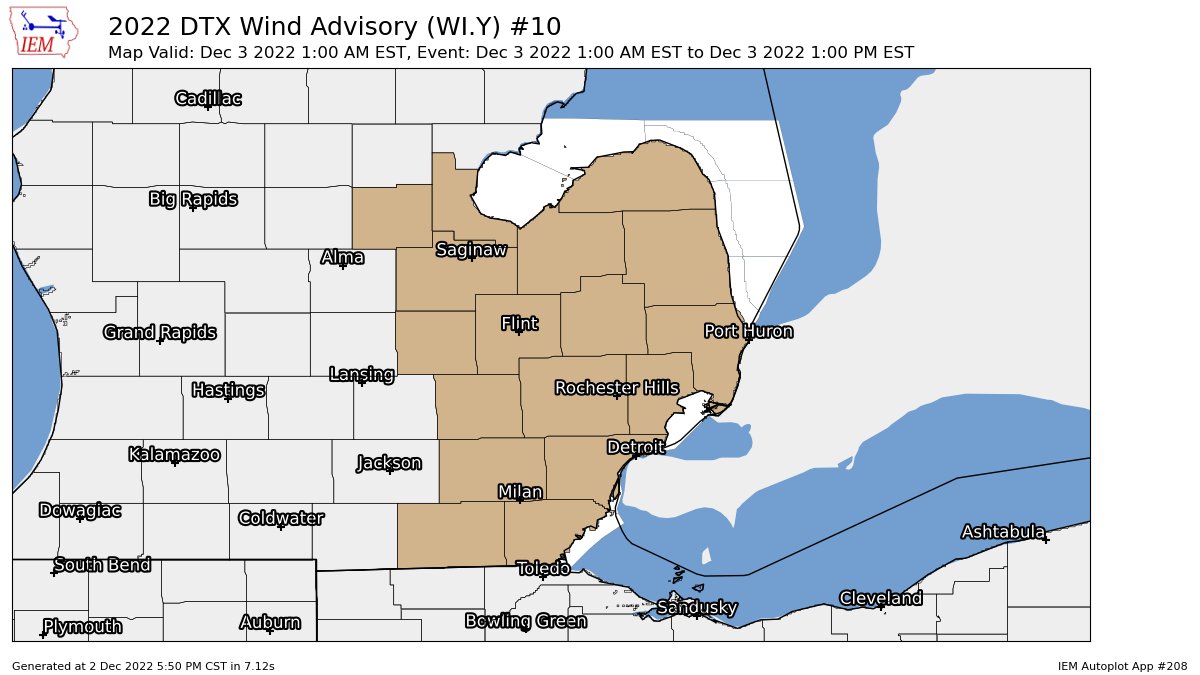 Bryan Schuerman, M.A., M.Ed. on Twitter: "DTX corrects Wind Advisory valid at Dec 3, 1:00 AM EST ...