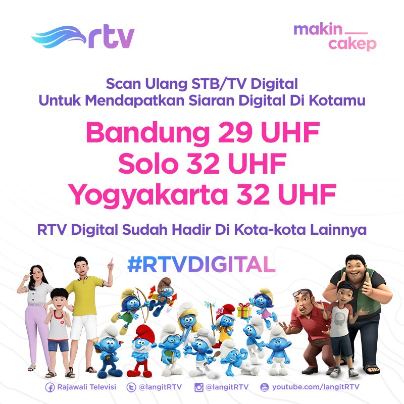 RTV on Twitter: "𝙄𝙉𝙁𝙊 𝙋𝙀𝙉𝙏𝙄𝙉𝙂 ‼️ Siaran RTV Digital kini hadir di kota: - BANDUNG 29 UHF - SOLO ...