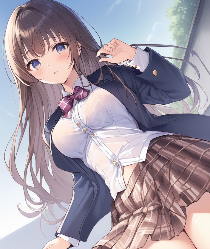 なりたいものは、烏＋AIガチャ師 on Twitter: "屋上で待ってる #AIイラスト #AiArt #女の子 #pixiv今日のお題 #ブレザー #ミニスカート #屋上 https ...