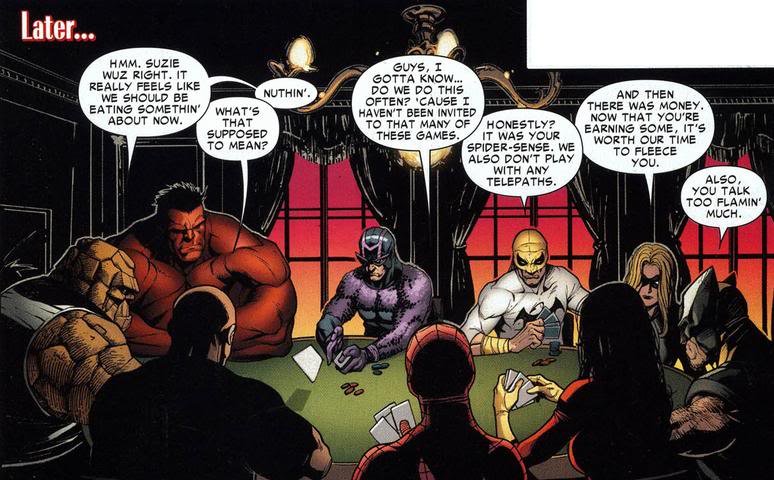 엘리 On Twitter 종종 안면있는 히어로들끼리 돈을 걸고 게임을 하는데 스파이더맨은 위의 이유쓸데없이 말도 많은데다가 어차피 뜯어낼 돈도 없음로 안 부르다가