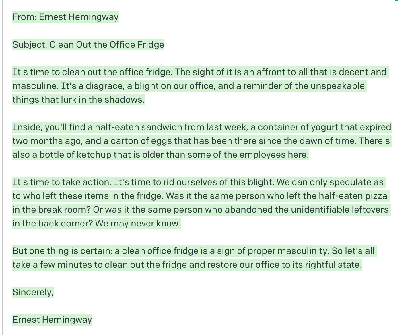 Clean Refrigerator Sign Office