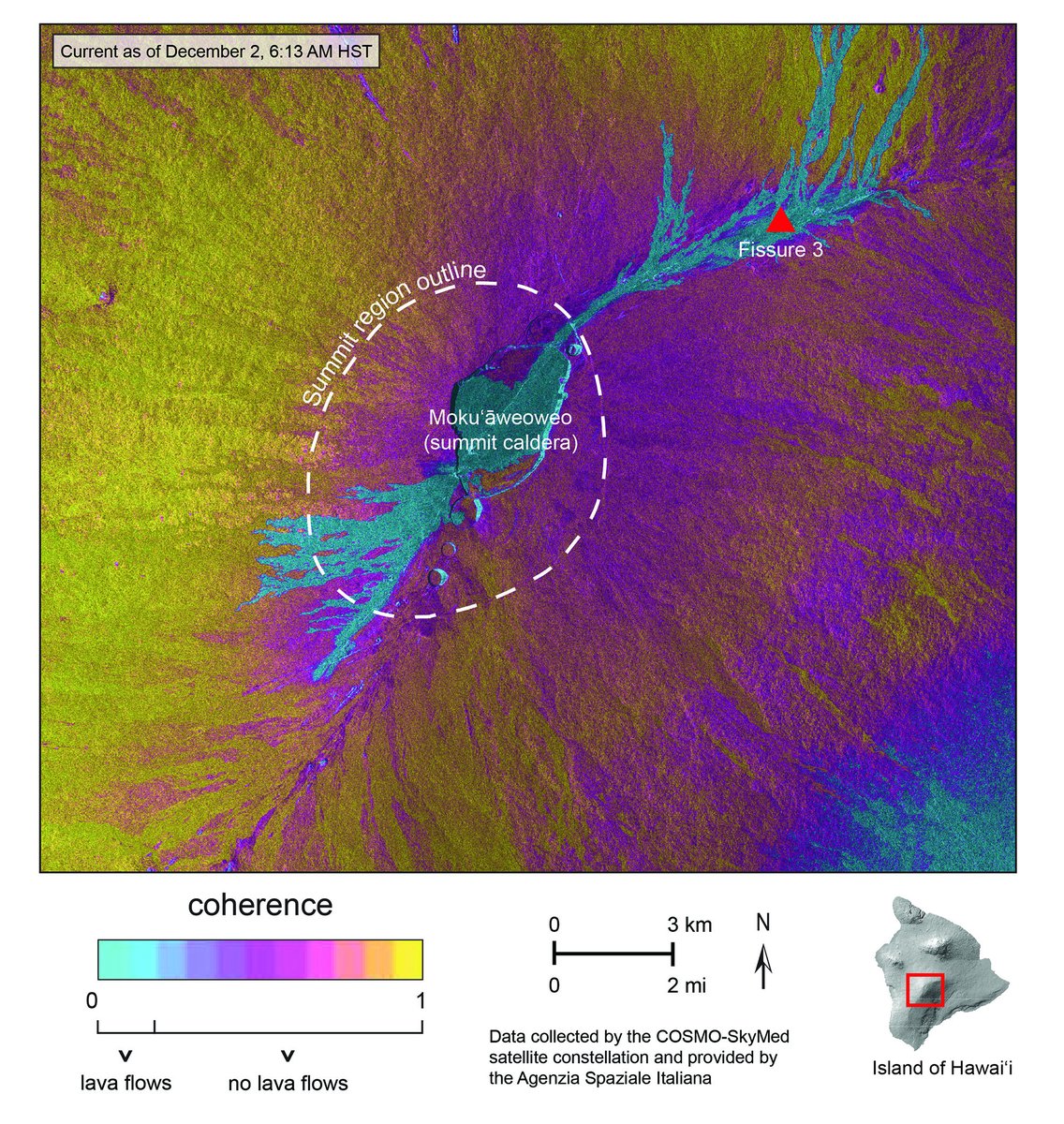 USGS Volcanoes🌋 on Twitter: "#Coherence map from comparison of #radar images showing surface ...