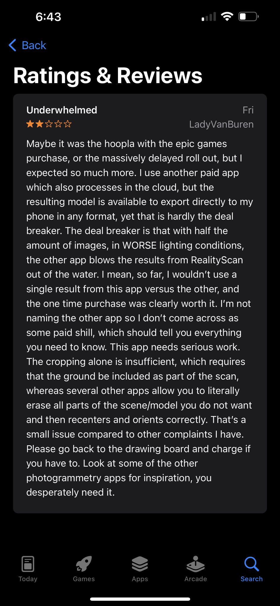 Chris Heinrich on Twitter: "Actually this public App Store review of RealityScan says it best ...
