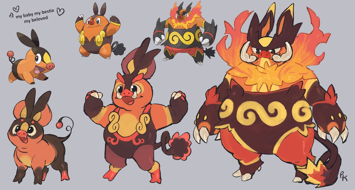 ポケモン「[pokemon] stylized tepig line :] 」|kae 💌🖋のイラスト
