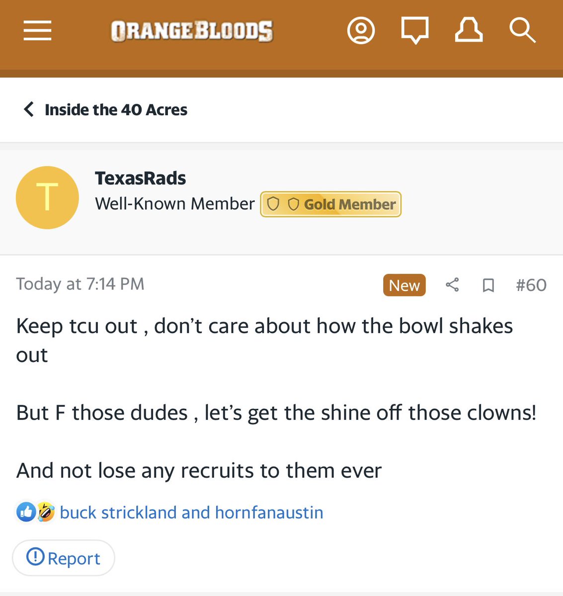 Message Board Geniuses on Twitter: "#Texas fans do not want #TCU in the CFP."