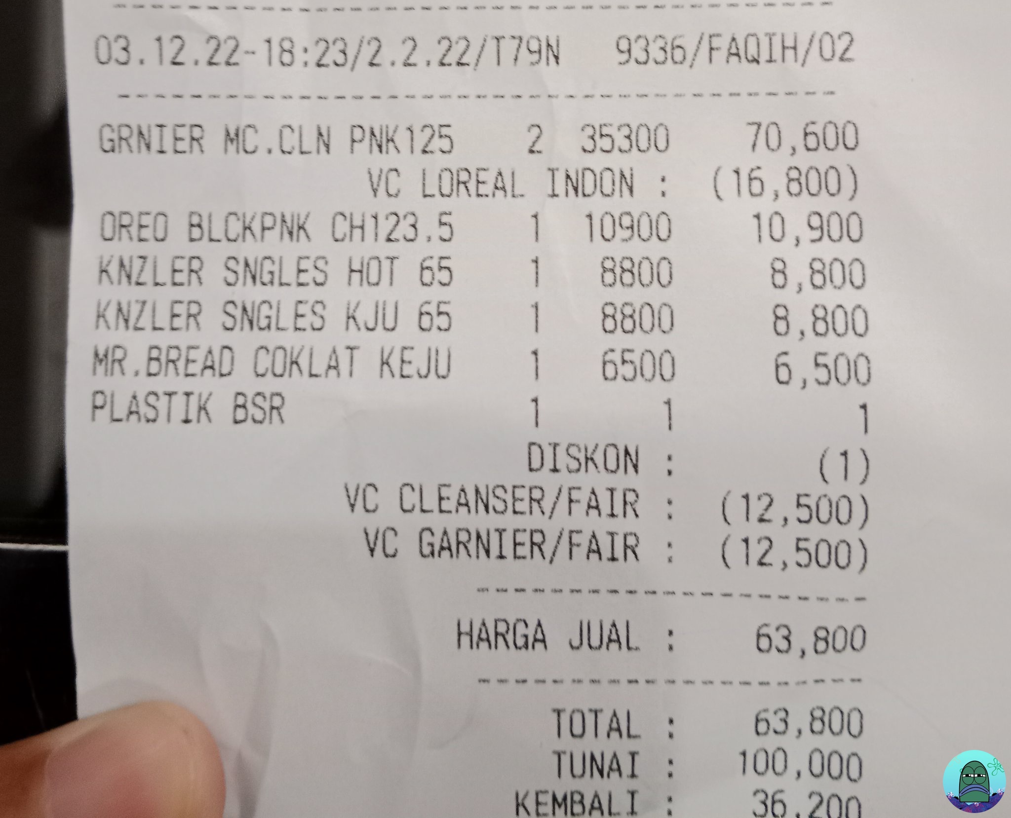 Tanyarl ㅡ Dilarang 🔞 on Twitter: "💚 guys, btw ini struk belanja ku di indomales, btw vc loreal ...