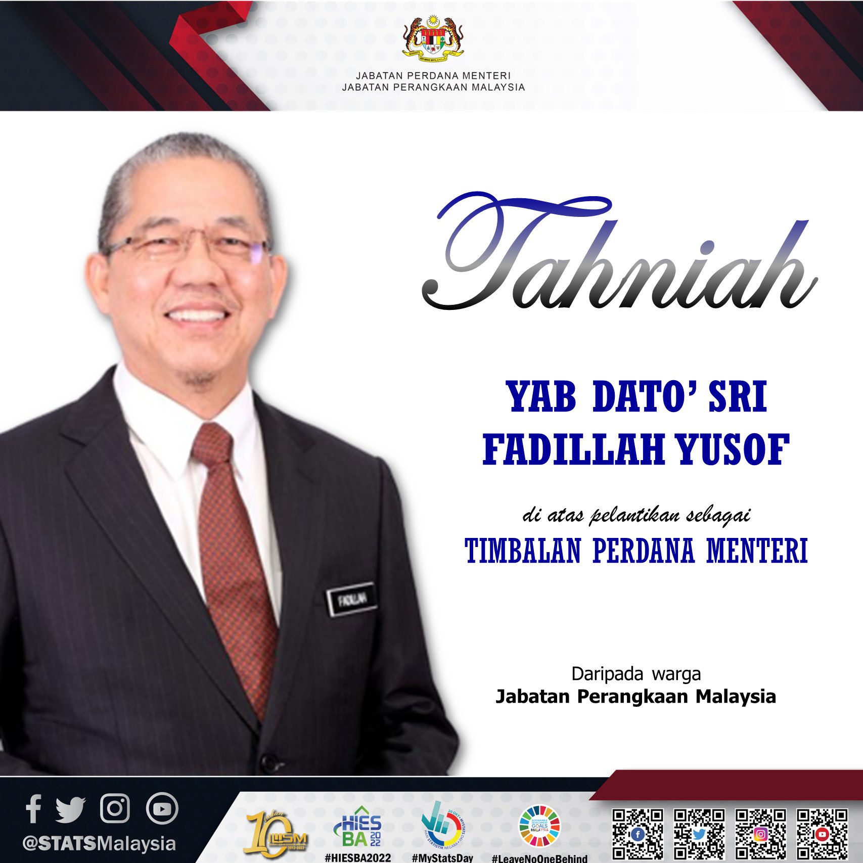 DOSM on Twitter: "Kami warga Jabatan Perangkaan Malaysia mengucapkan setinggi- ltinggi ucapan ...