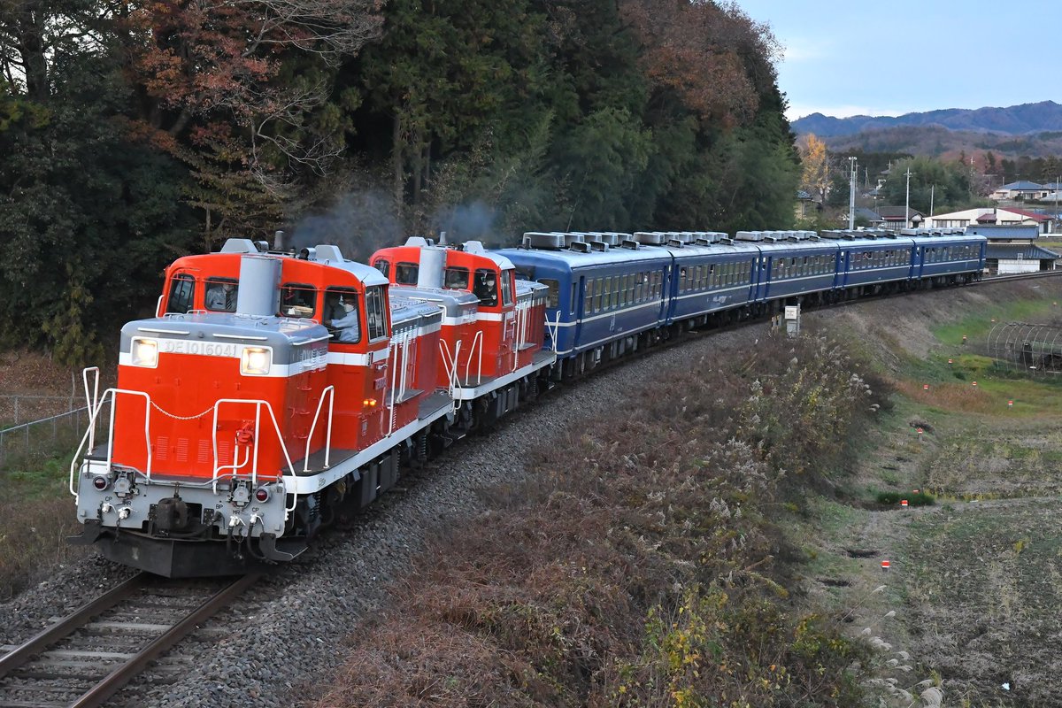 ...shinkyυ on Twitter: "2022/12/4 DE10-1604+DE10-1654+12系5両 臨時快速『DLすいぐん号』 野上原〜玉川村"