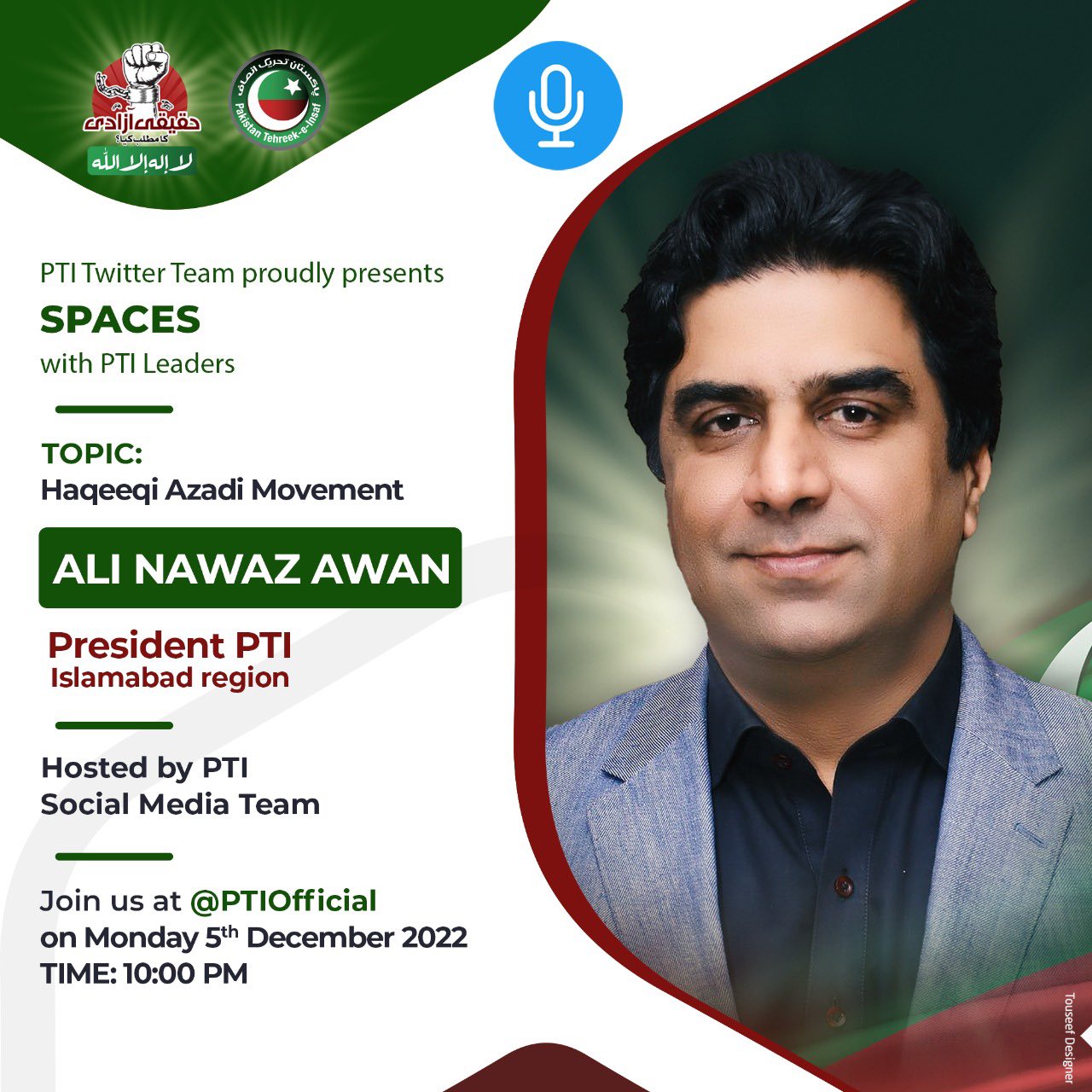 PTI on Twitter: "President PTI Islamabad region @AliAwanPTI will be in our Twitter Space session ...
