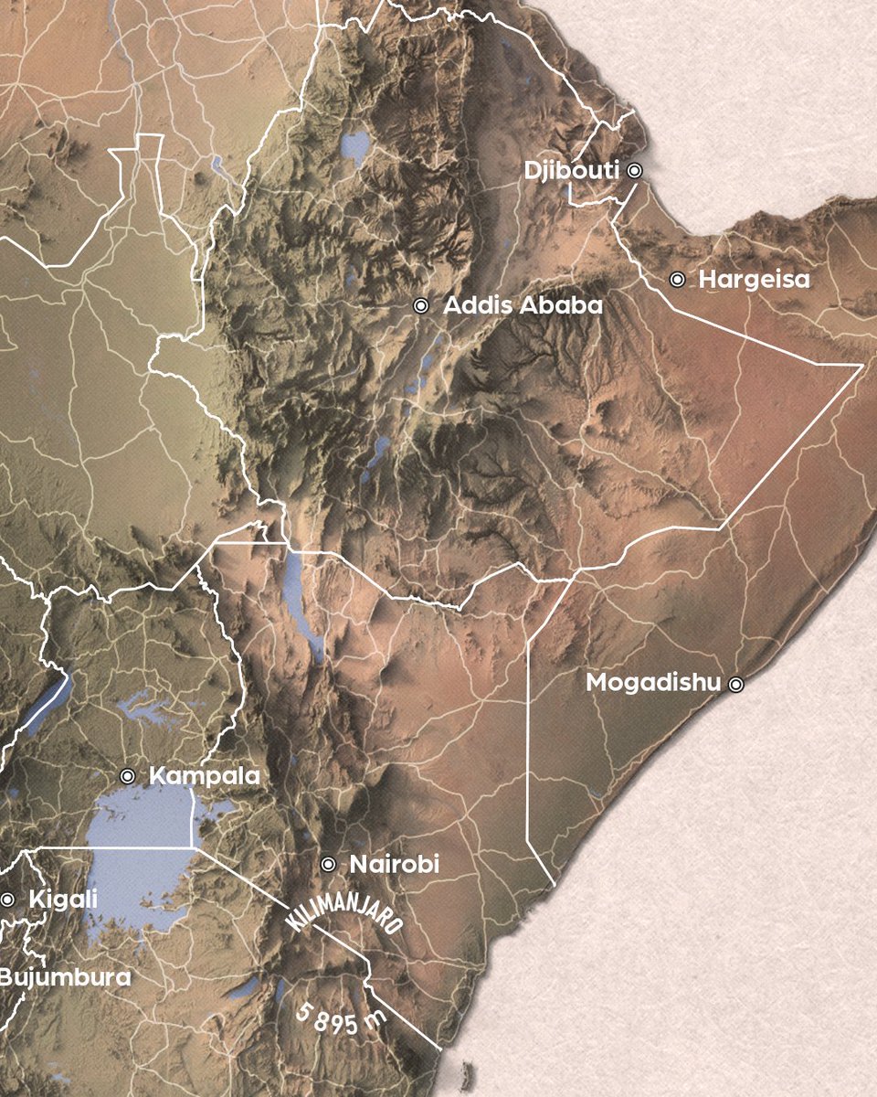 OnlMaps on Twitter: "RT @verygoodmaps: Exaggerated topographic map of Africa. Coloring based on ...
