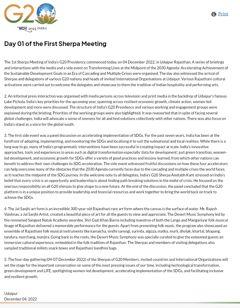 Sidhant Sibal on Twitter: "Day 1 of the First G20 Sherpa Meeting:"