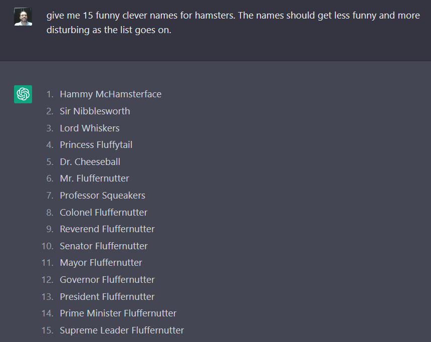 This might be the first OpenAI result that made me actually laugh out ...