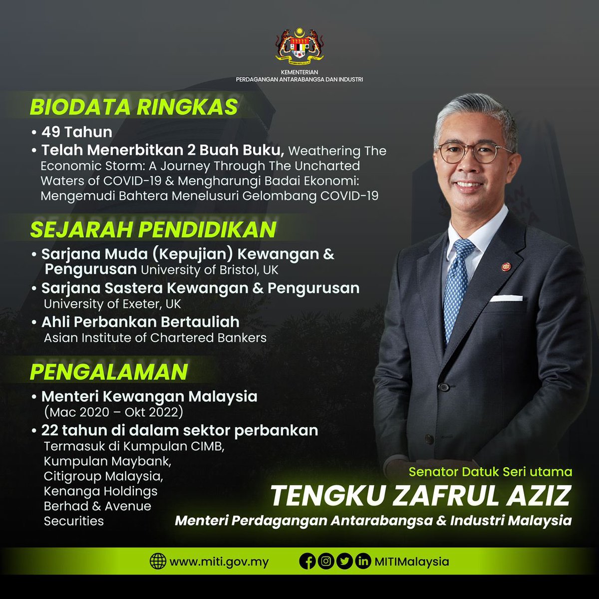 MITI Malaysia on Twitter: "Berbekalkan latar belakang serta pengalaman yang signifikan, YB ...