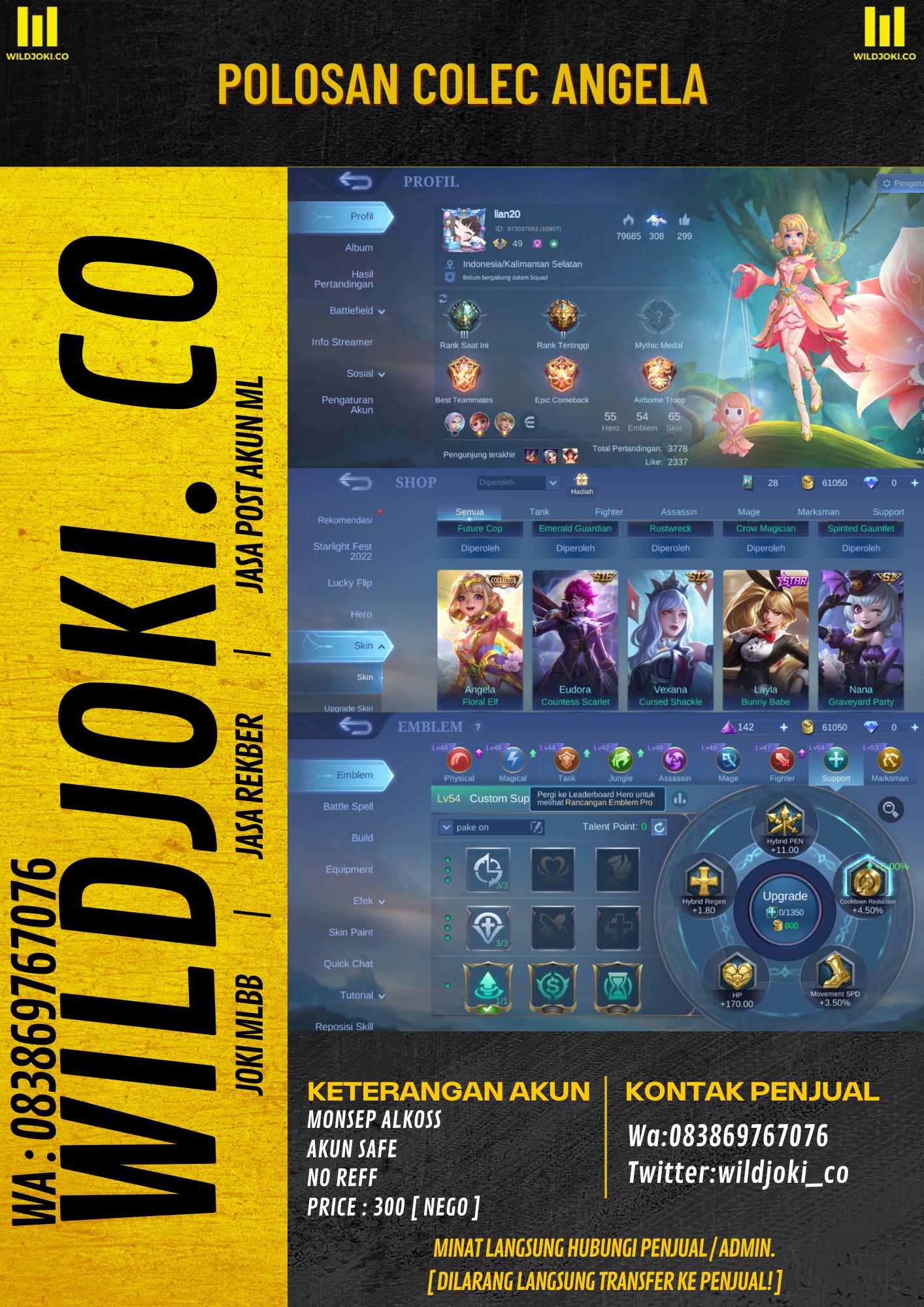 KYOOMIE STORE on Twitter: "WTS AKUN ML WTB AKUN ML *POLOSAN COLECTOR ANGELA* SKIN : ANGELA ...