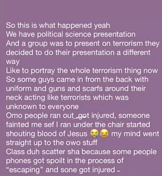 Postsubman on Twitter: "- Class Presentation Gone Wrong: AAUA lecturer and students abscond ...