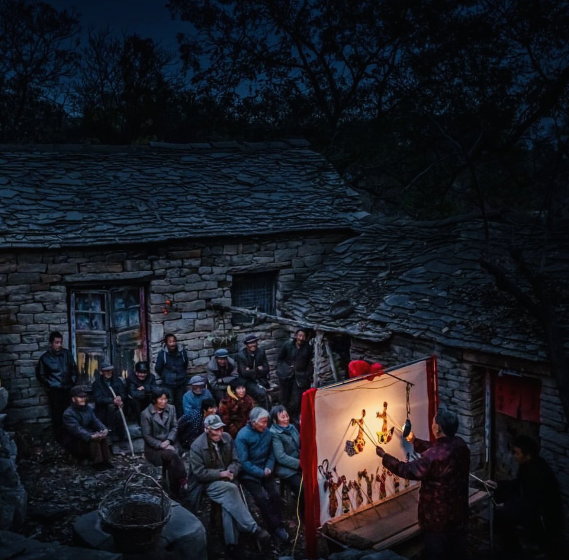 China in Pictures on Twitter: "Shadow puppet performance in a mountain ...