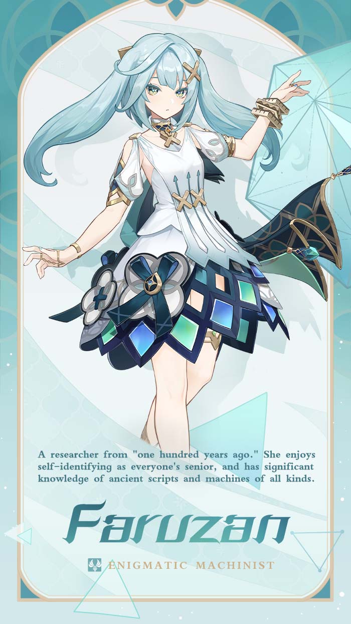 Genshin Impact on Twitter: ""Watch and learn, youngster!" — "Enigmatic Machinist" Faruzan Hello ...