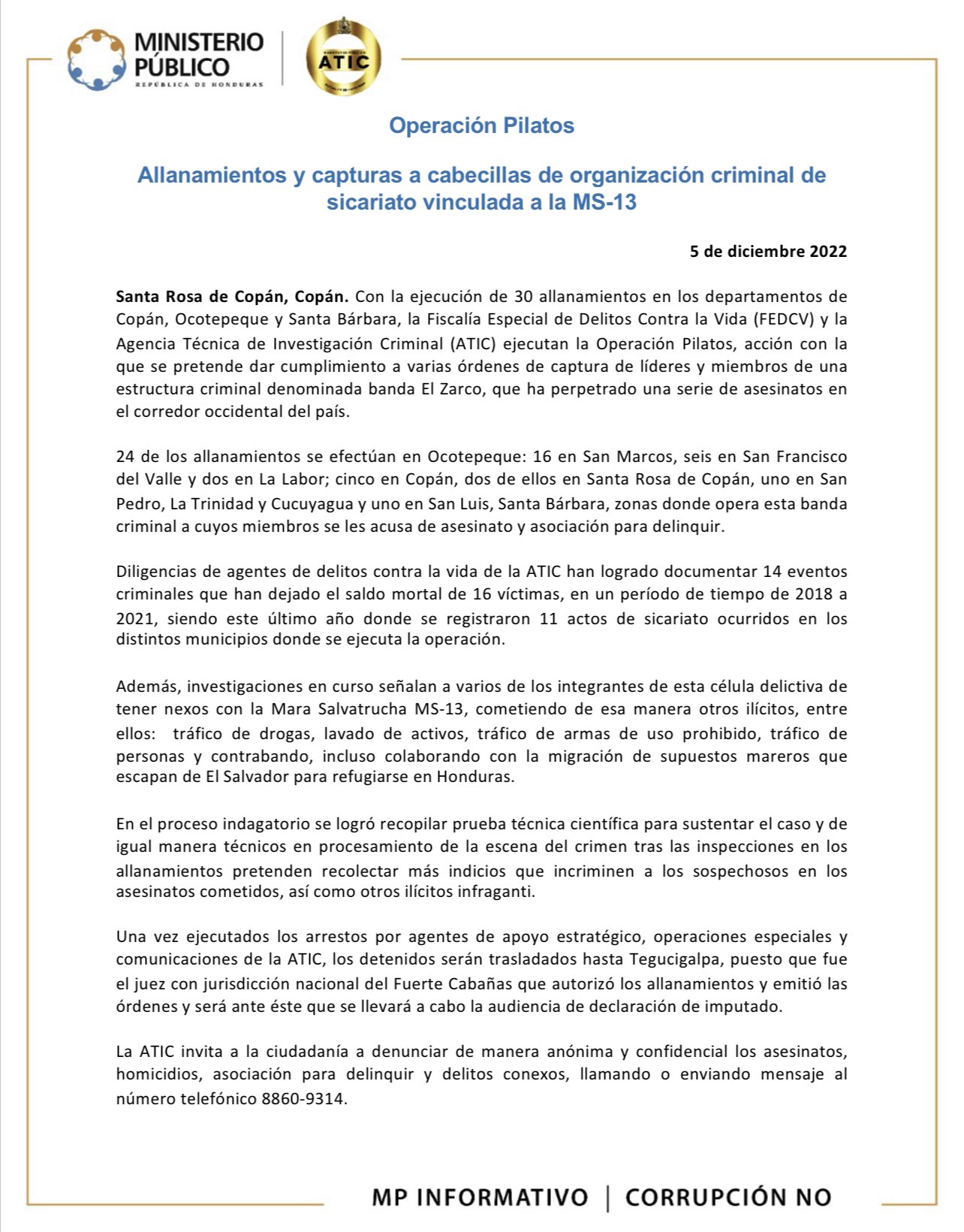 Ministerio Público On Twitter Mp Ejecuta La Operaciónpilatos Con
