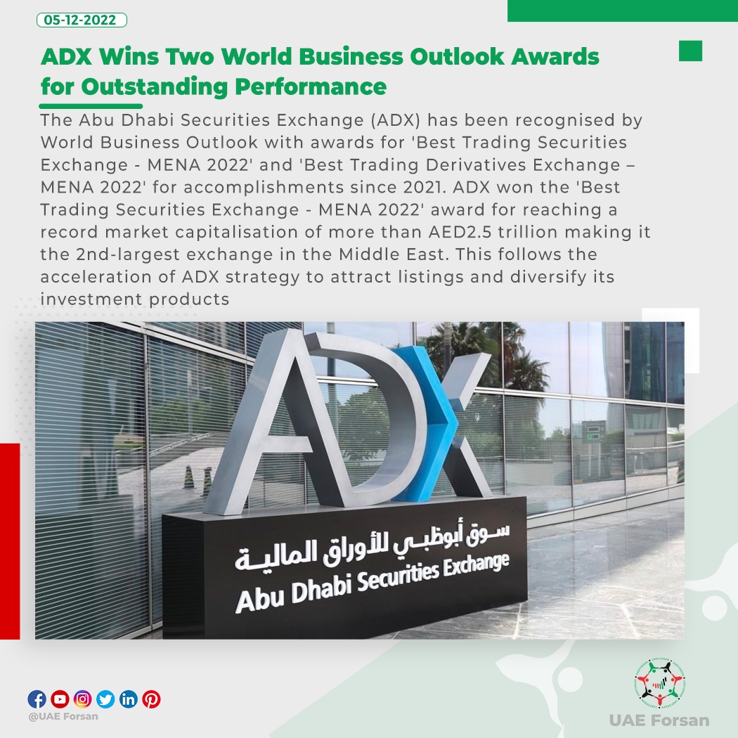 UAE Forsan on Twitter: "Abu Dhabi Securities Exchange (#ADX) Wins Two World Business Outlook ...