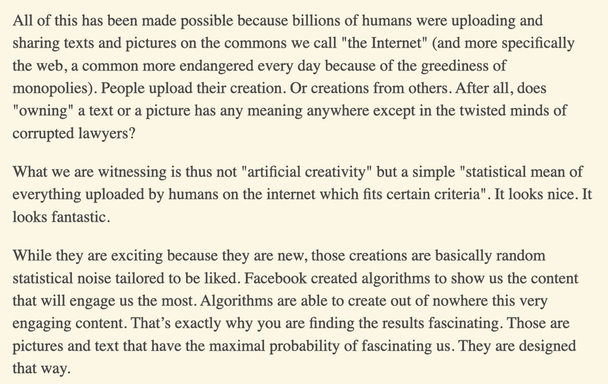 "AI is just fancy math" is the most midwit "criticism" of ML. I can't with it. For this punch to ...