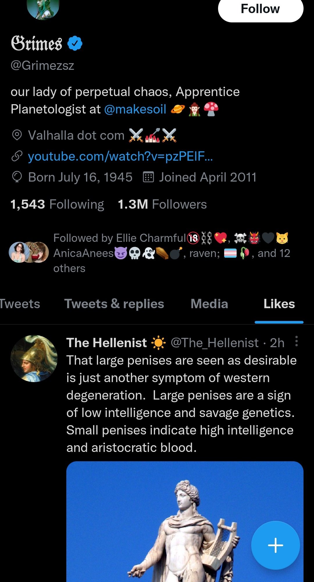 Poe's Law, Esq: Poe's Lawyer on Twitter: "I need to know why Grimes liked this? Also, almost 30% ...