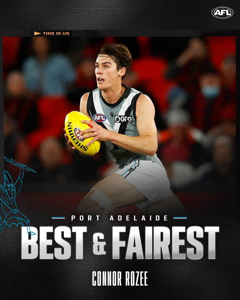 AFL on Twitter: "Connor Rozee capped off a breakout year with his first John Cahill Medal 🏅 ...