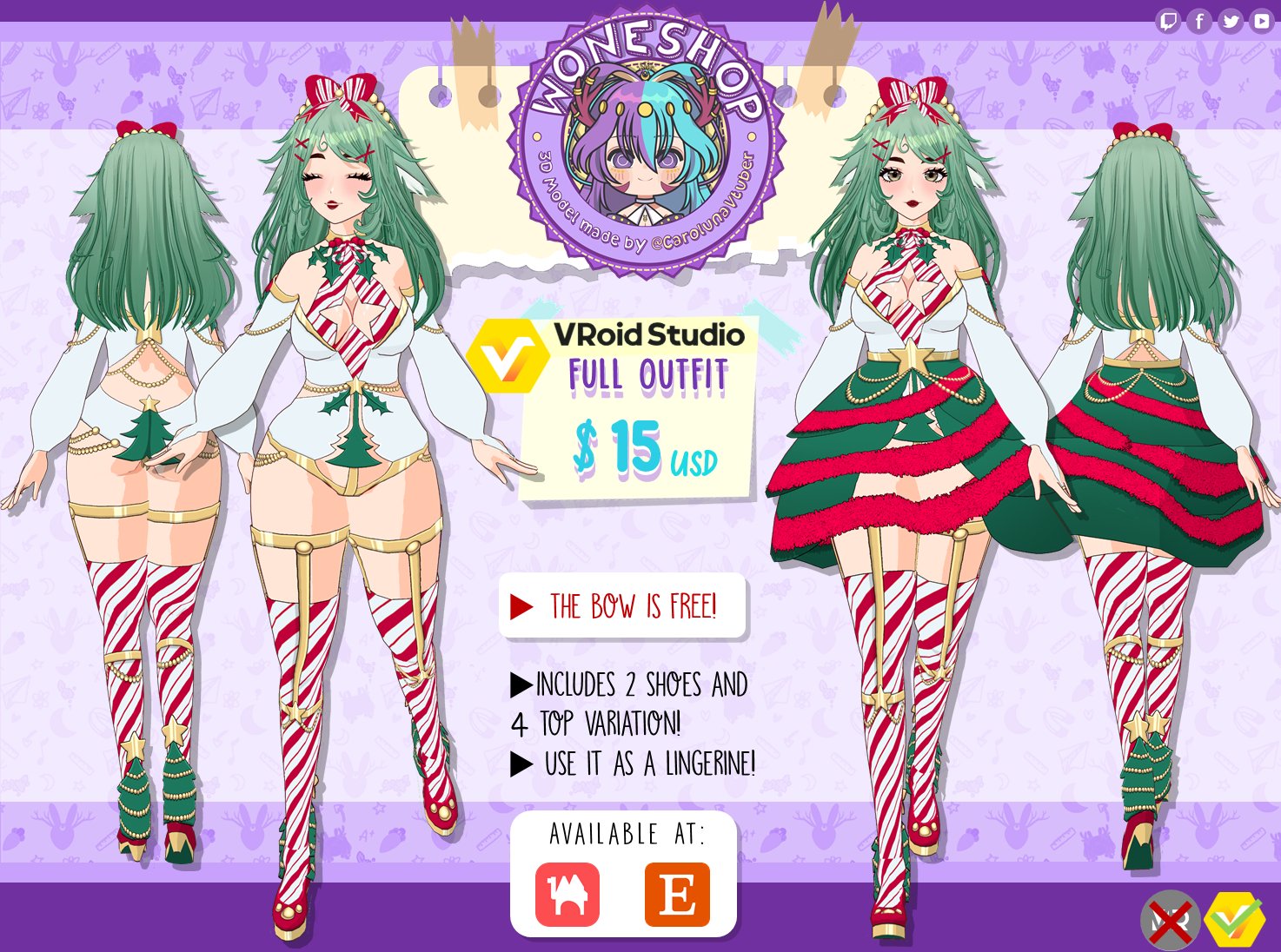 ∘CAROLUNA∘☾♡|| VROID Artist ||•Working Comms• on Twitter: "#Vroid #Vtubers #VTuberAssets #booth ...