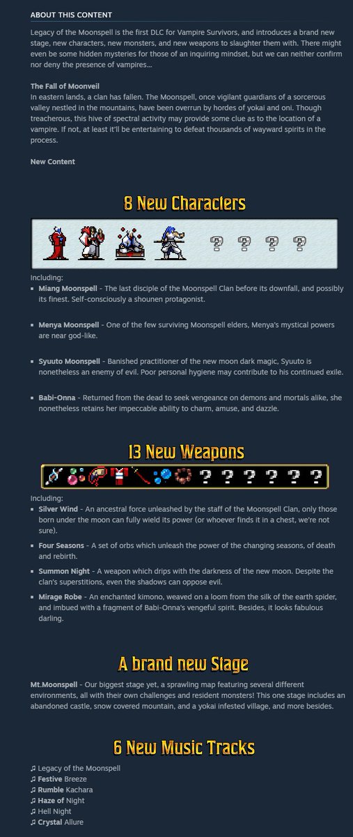 Wario64 On Twitter Vampire Survivors Legacy Of The Moonspell Dlc Will