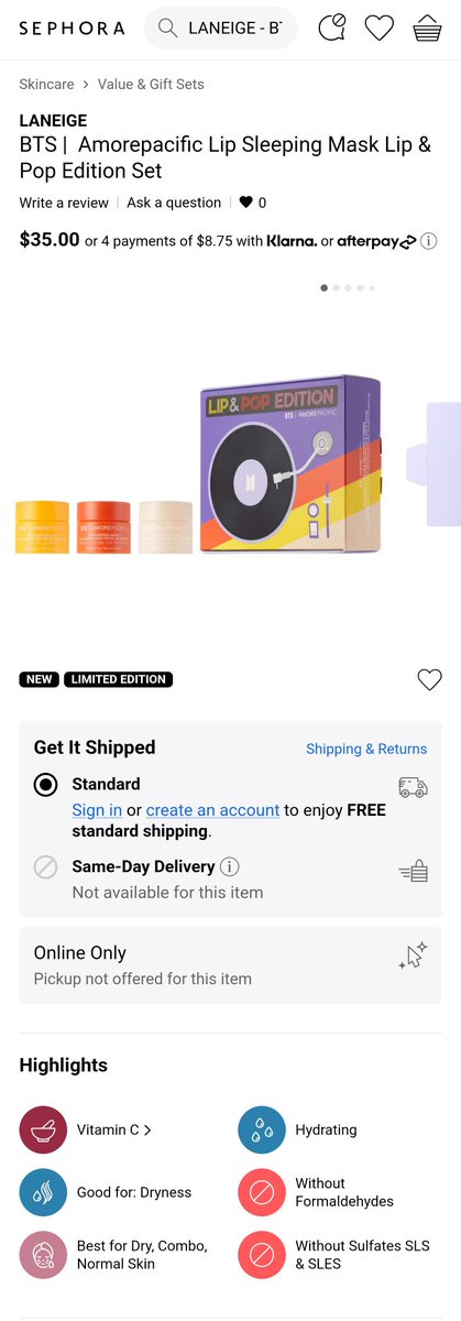 BTS Merch⁷ on Twitter: "Laneige Lip Sleeping Mask Lip & Pop Edition Laneige US 🔗 https://us ...