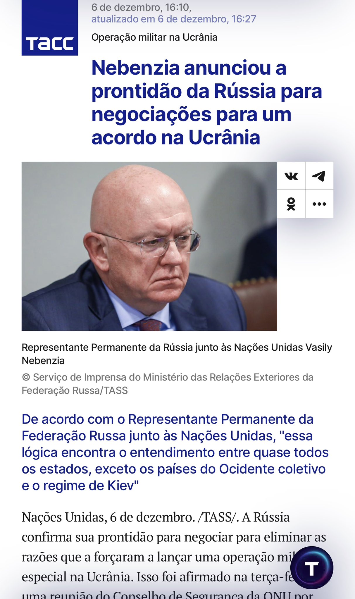 Hoje no Mundo Militar on Twitter: "Nebenzia, representante russo na ONU, disse hj que “estamos ...