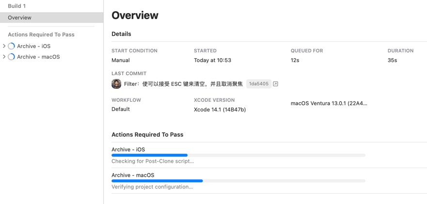 Tualatrix On Twitter 今天开始用 Xcode Cloud 了，基本上开箱即用，同时支持构建 Ios 和 Macos 的版本，还是比 Fastlane 之类的要省事多了