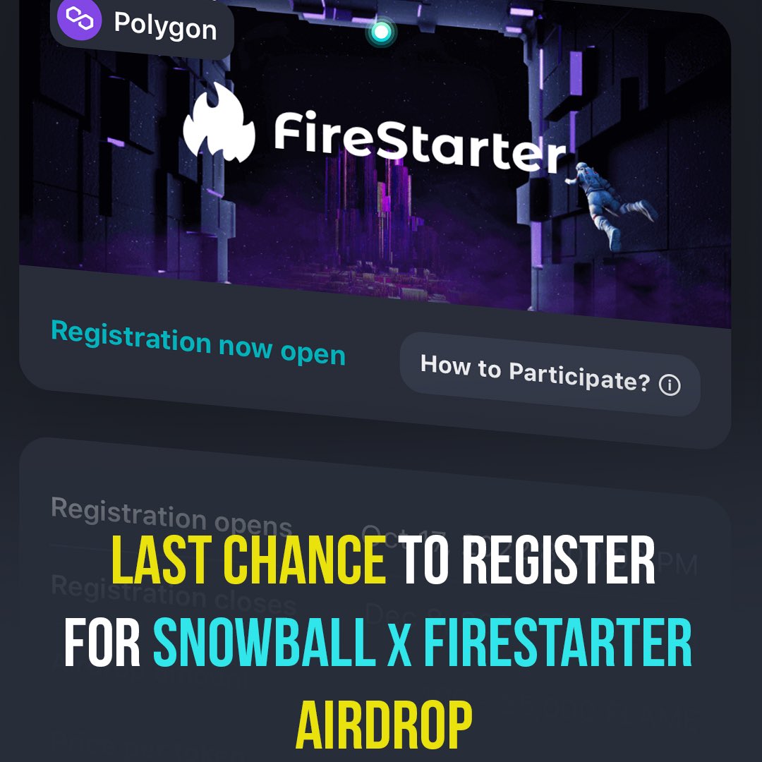 Snowball Money on Twitter: " ️🗞️ Last chance to register for Snowball x @firestarter.fi airdrop ...