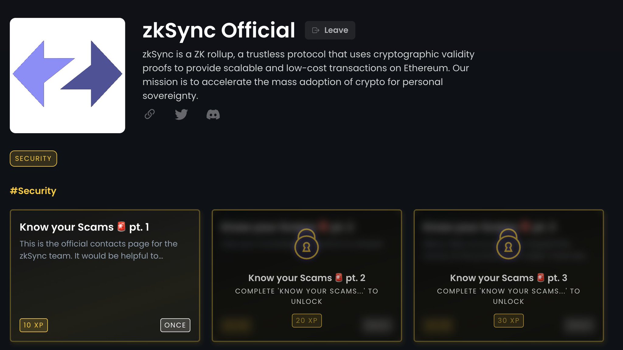 @Bruce1 on Twitter: "Crew3更新了Zk的#security版块任务，答案如下： 1、Visit this page 2、B 3、zksync 4、B 5、C 6、D 7 ...