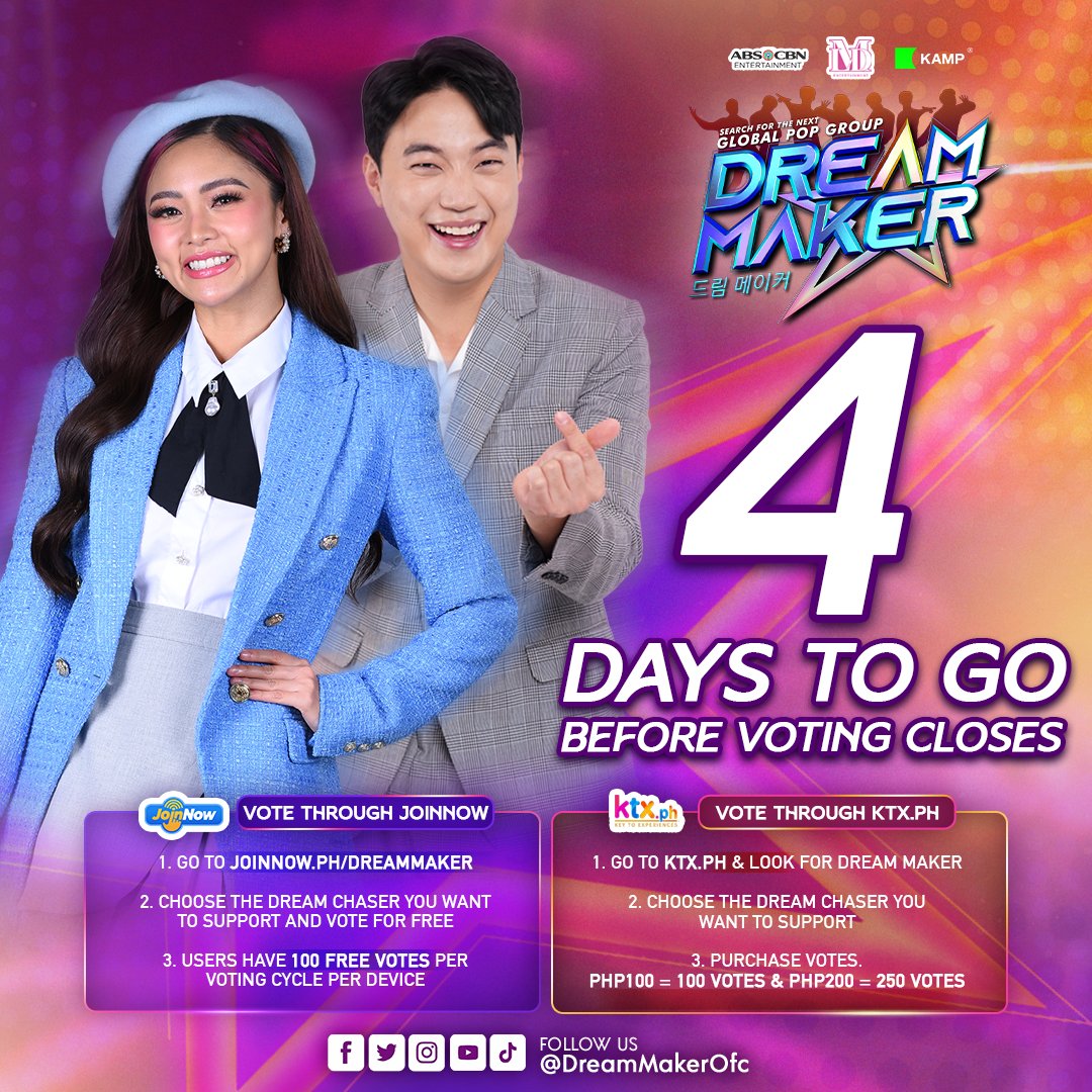 Dream Maker on Twitter: "Pinoy Dreamers! You still have 4 DAYS TO VOTE for your favorite Dream ...