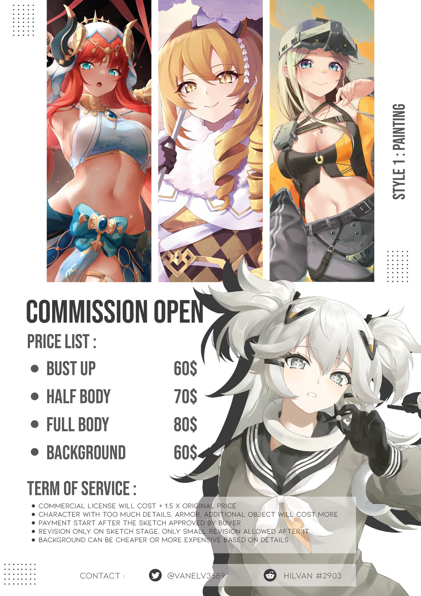 Elvera | commission 2/7 on Twitter: "Hello, i started opening commission here. I have 2 artstyle ...